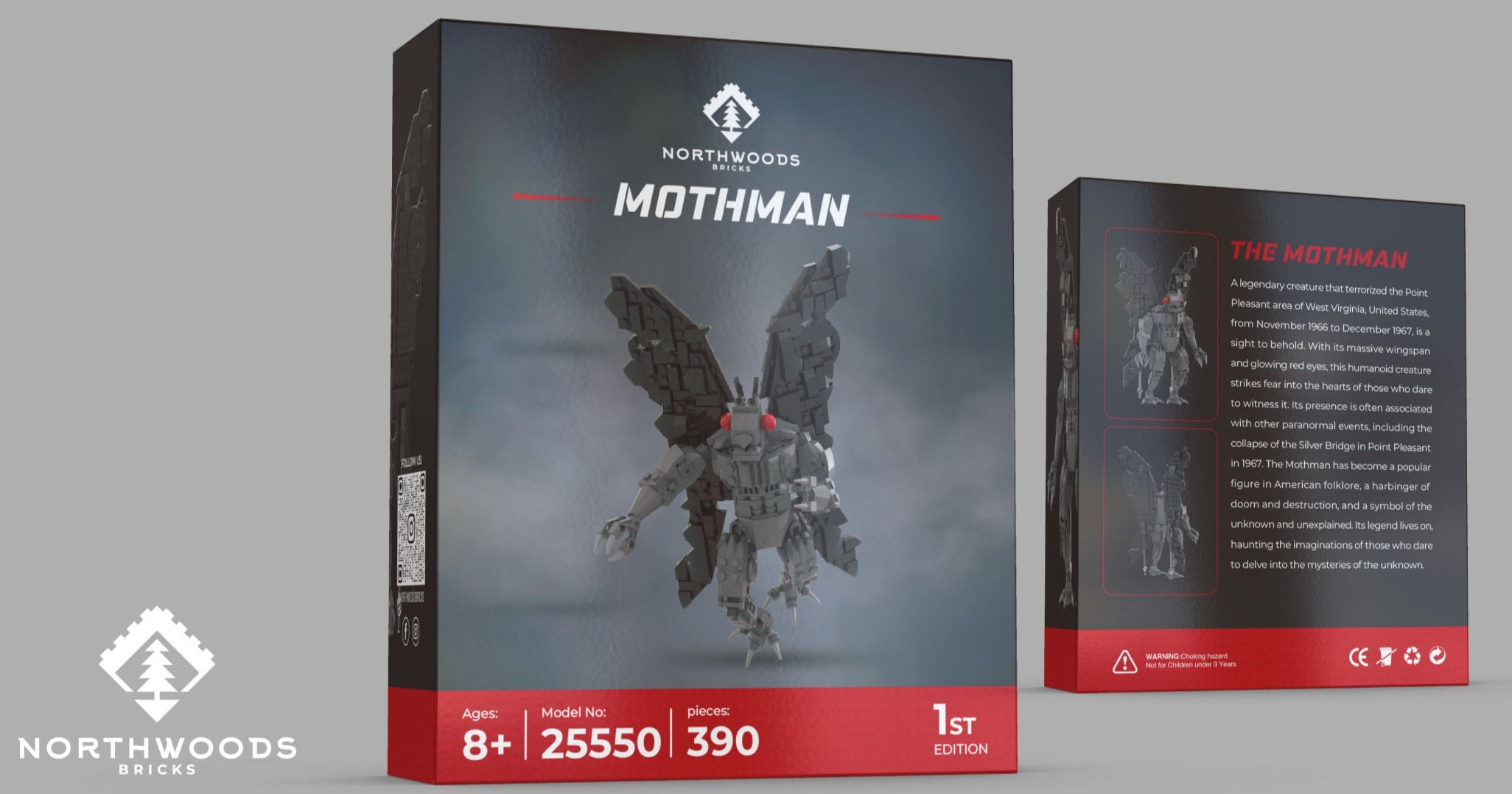 Mothman Cryptid Brick Set | Northwoods Bricks
